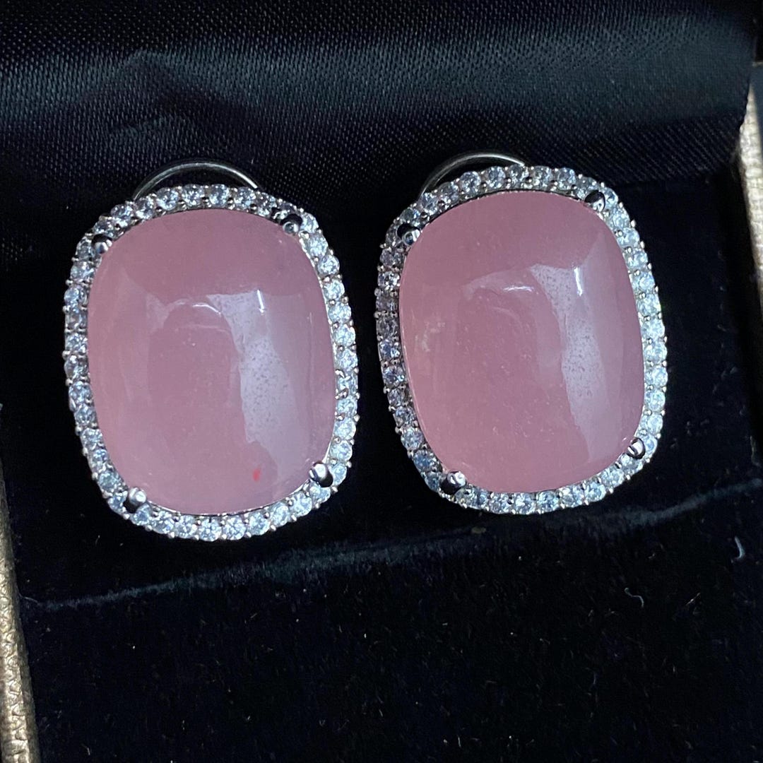 Pink Stone Earrings LUXURY Large Statement Studs FANCY Pink Diamond ...