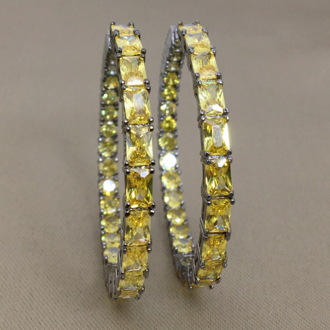 Yellow Diamond Earrings LUXURY Canary Jewelry Large Hoops Yellow ...