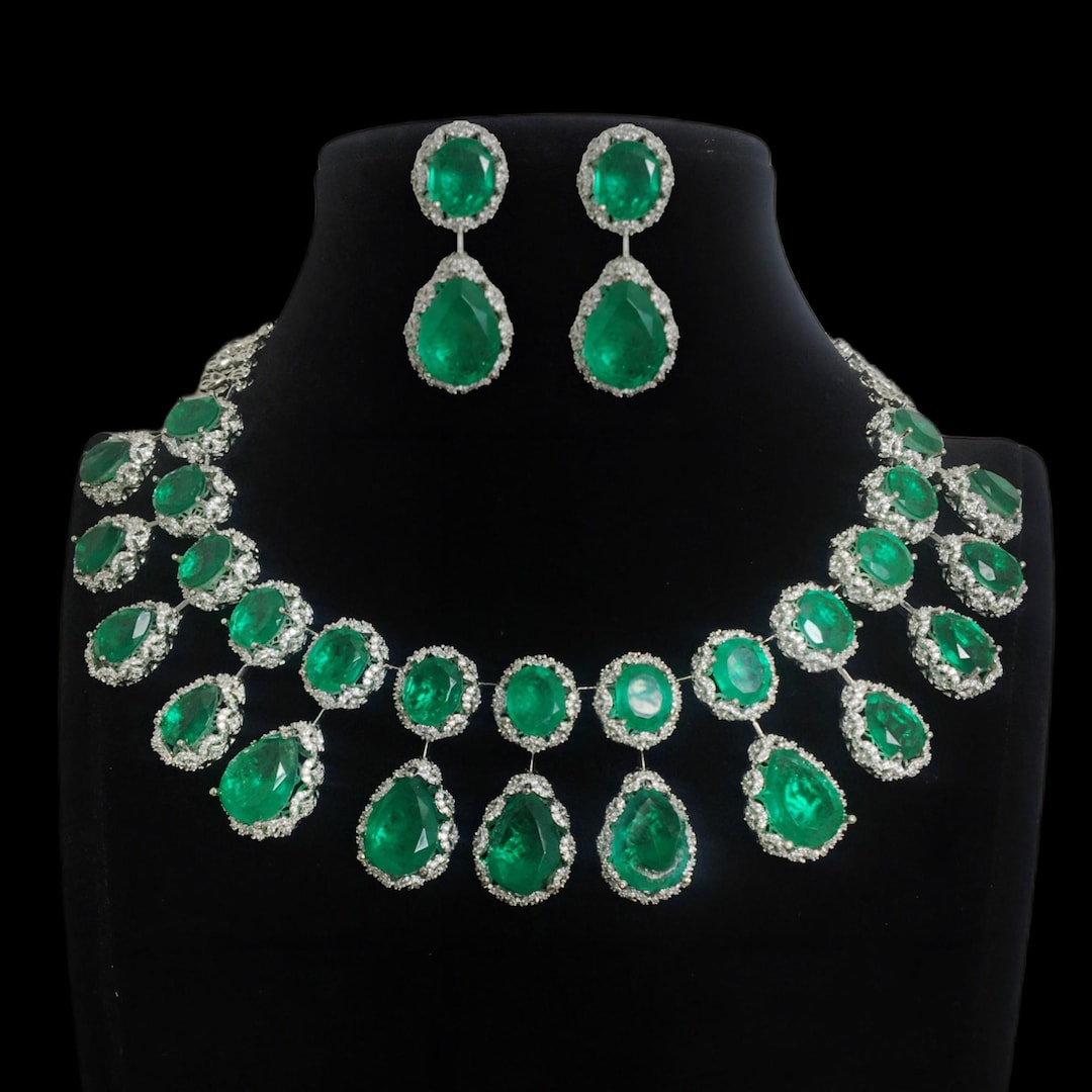 Emerald Doublet Necklace LUXURY Green Paraiba Tourmaline Statement ...