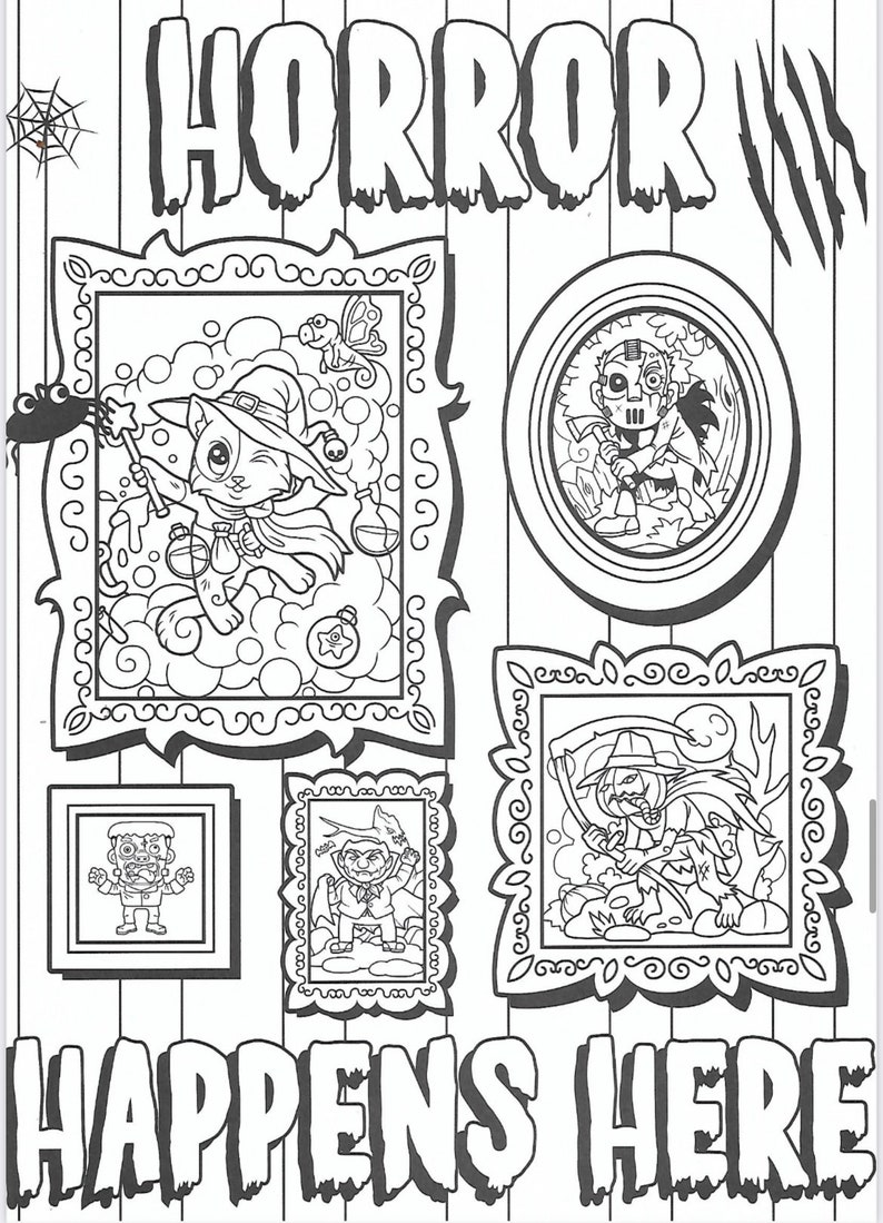 20 X Halloween Printable Colouring Sheets, Instant Download, Halloween ...