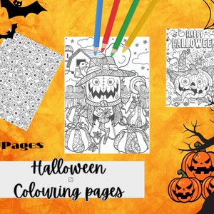 20 X Halloween Printable Colouring Sheets, Instant Download, Halloween ...