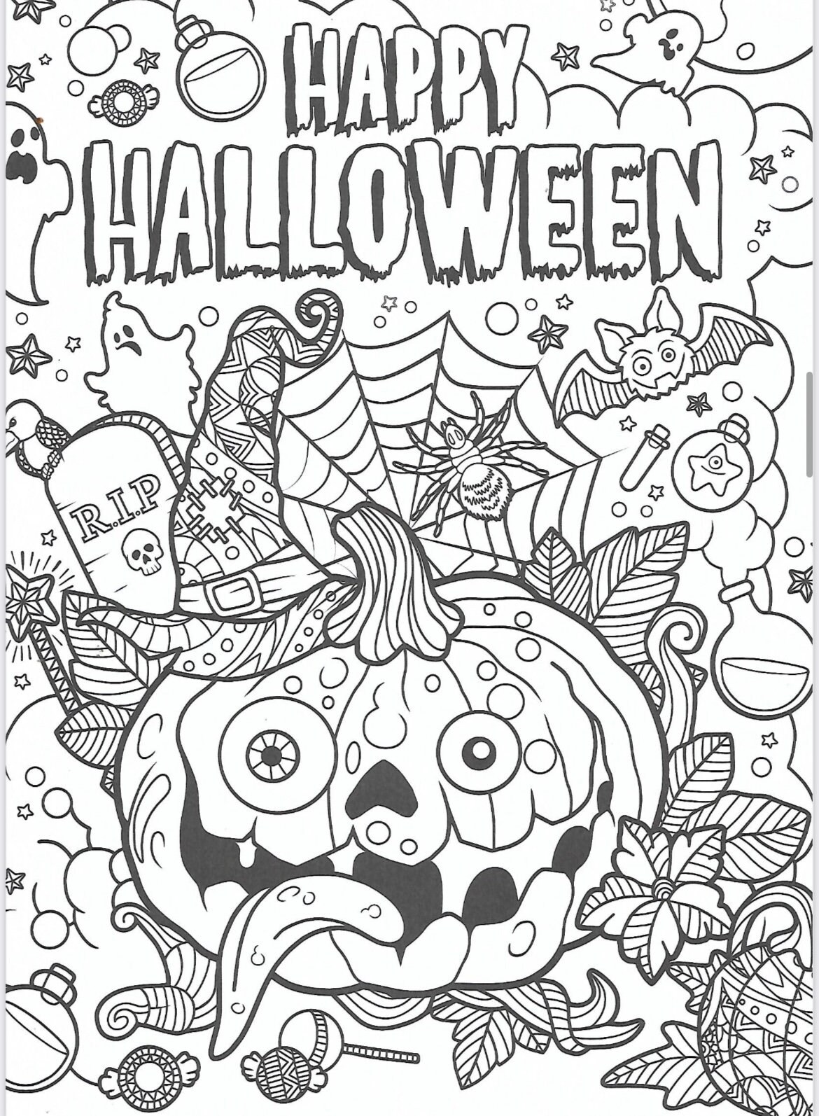 20 X Halloween Printable Colouring Sheets, Instant Download, Halloween ...