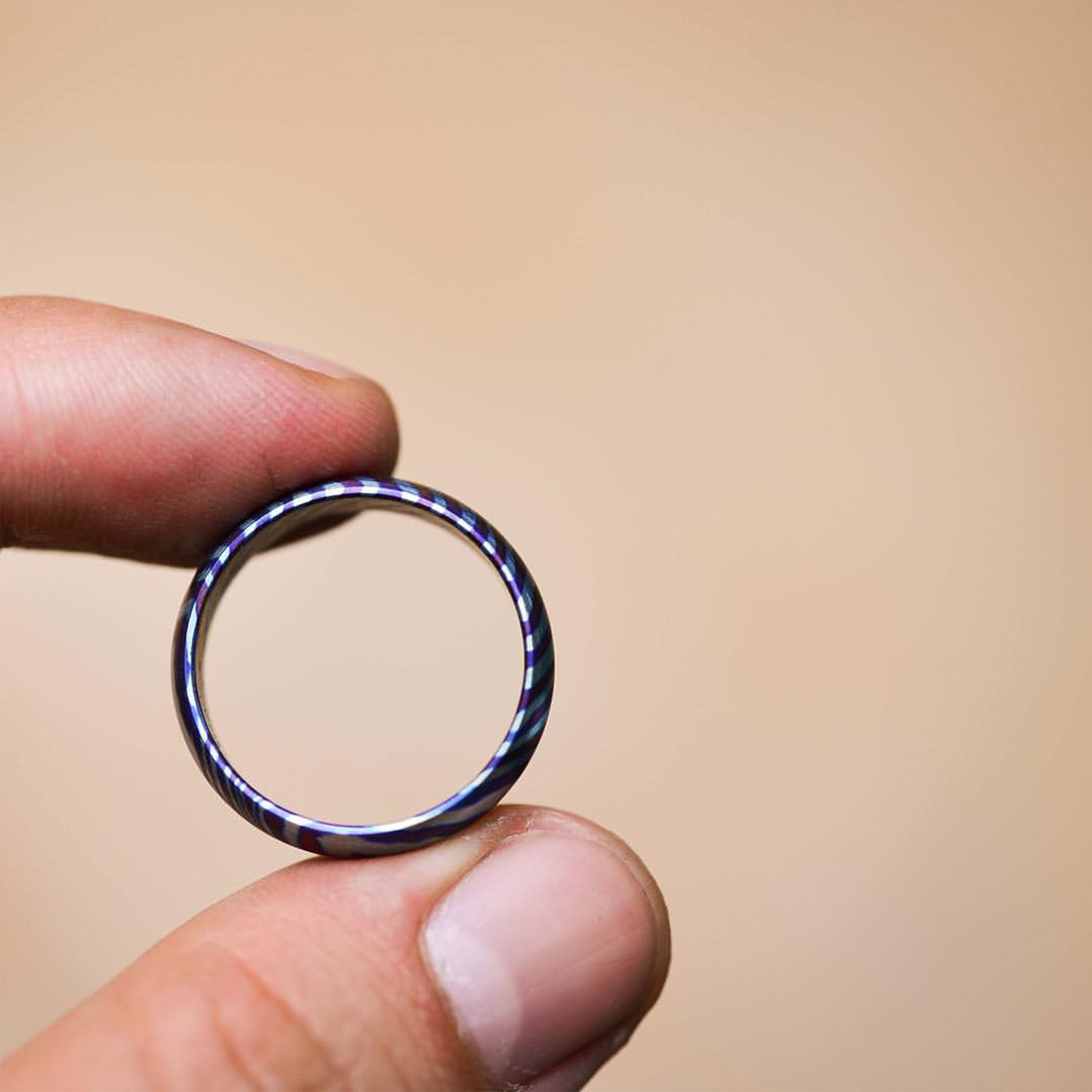 Azure Stackable Timascus Ring, Unique Timascus Rings, Best Gifts for ...