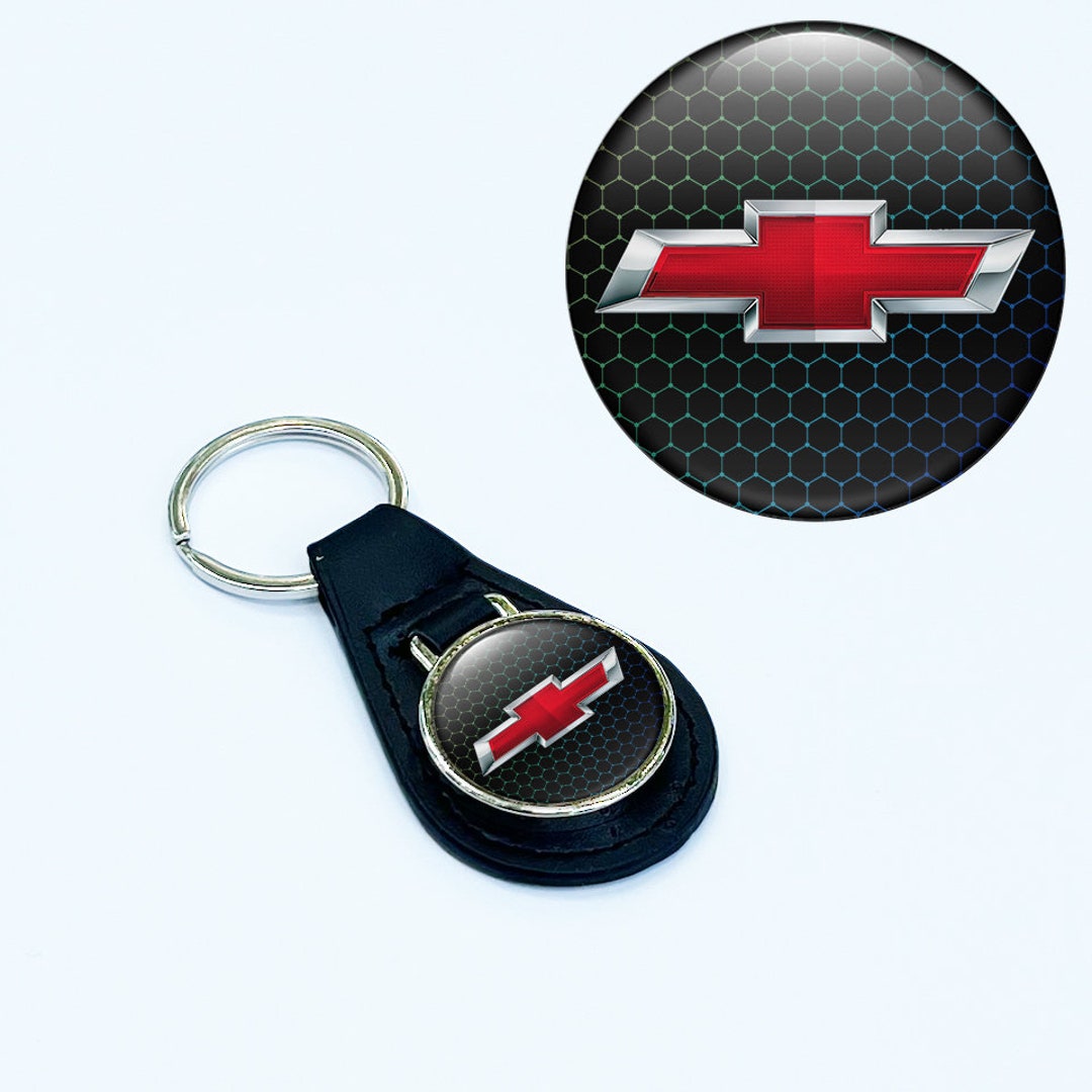 Stylish Leather Keychain / Epoxy Logo Chevrolet / Gift Keyring for Her ...