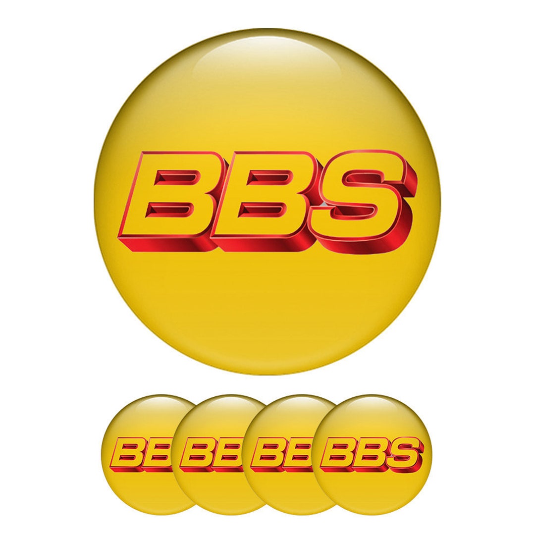 BBS Yellow Emblem Set of 4 X All Sizes Domed Silicone Stickers 3D Print ...