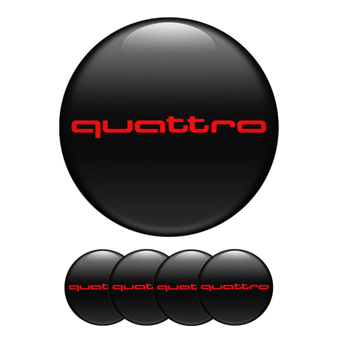 Audi Quattro Emblem Set of 4 X All Sizes Domed Silicone Stickers 3D ...