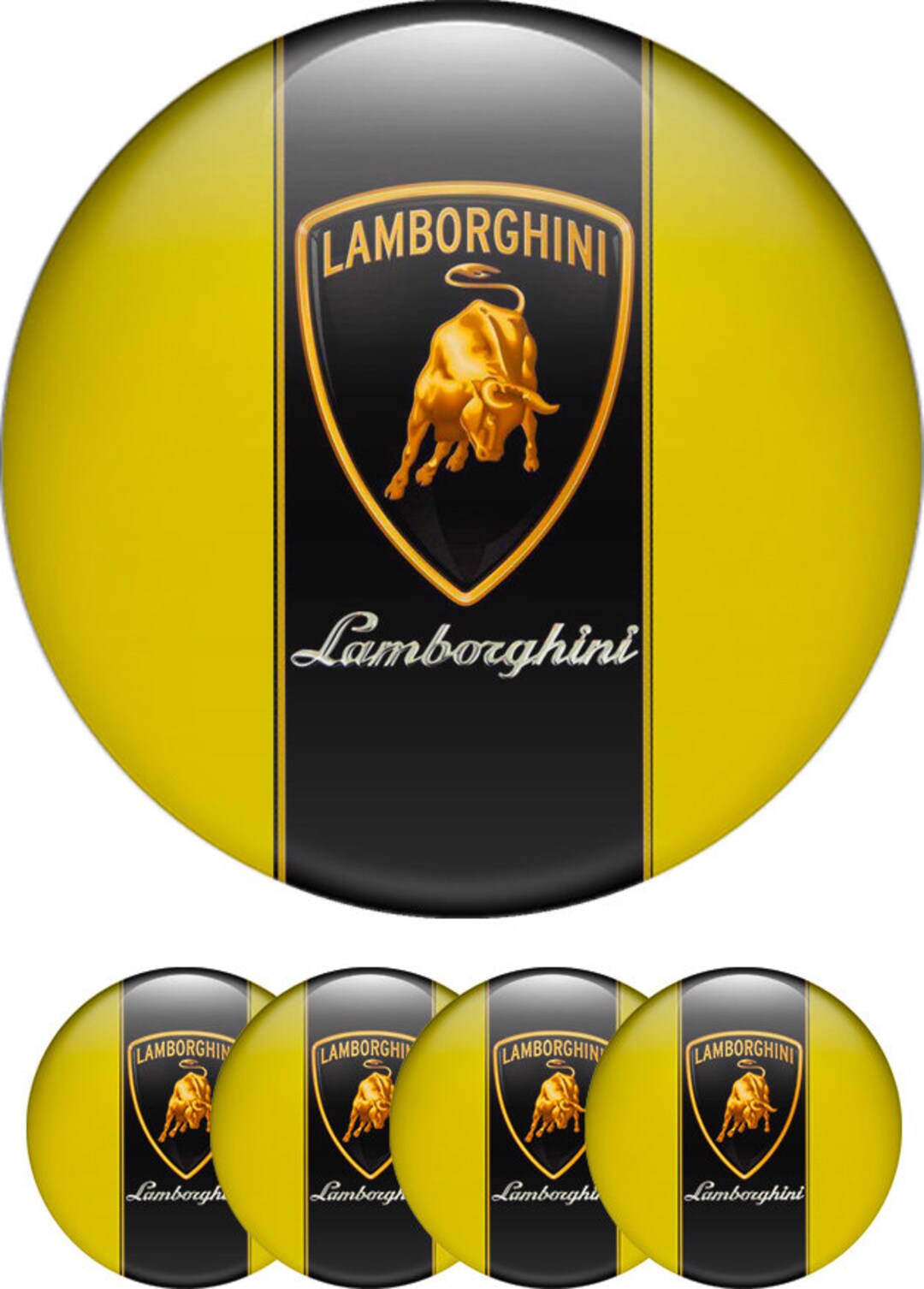 Lamborghini Epoxy Emblem Set of 4 X All Sizes Domed Silicone Stickers ...