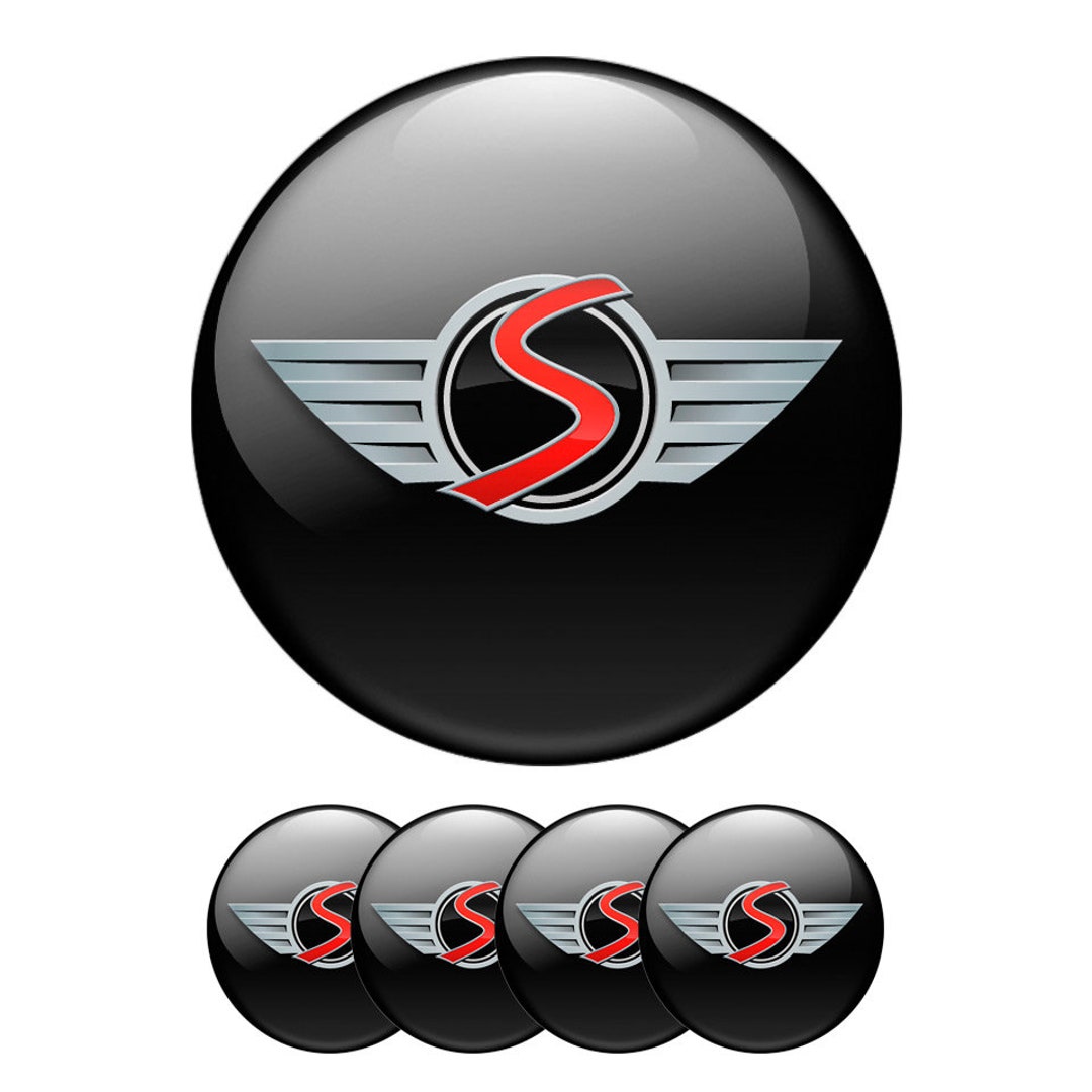Mini Cooper Black Emblem Set of 4 X All Sizes Domed Silicone Stickers ...