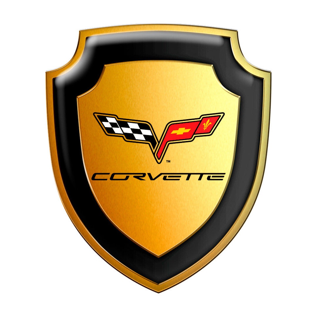 Chevrolet Corvette Gold Shield All Sizes Domed Emblem Silicone Sticker ...