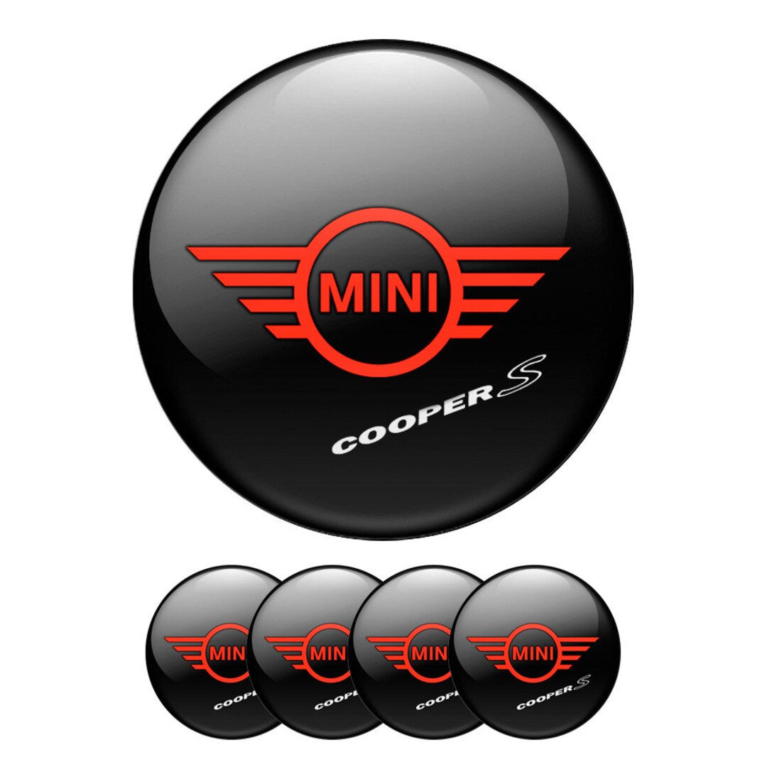 Mini Cooper Black Emblem Set of 4 X All Sizes Domed Silicone Stickers ...