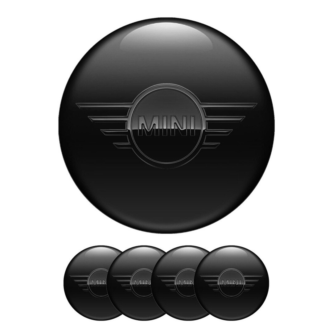 Mini Cooper Black Emblem Set of 4 X All Sizes Domed Silicone Stickers ...
