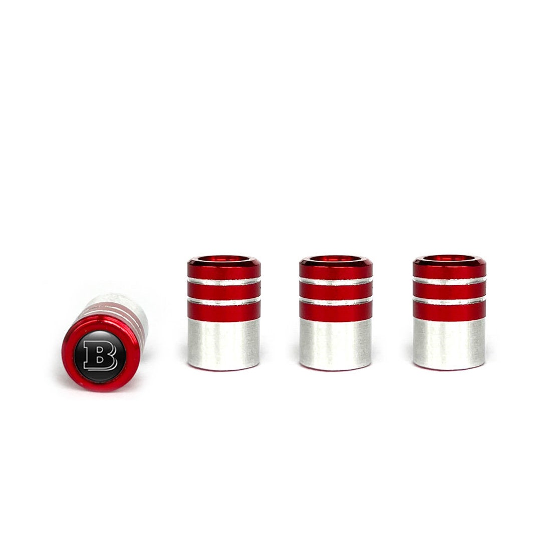 Set of 4 Pcs Brabus Tire Valve Caps Aluminum Red Color With Logo Brabus ...