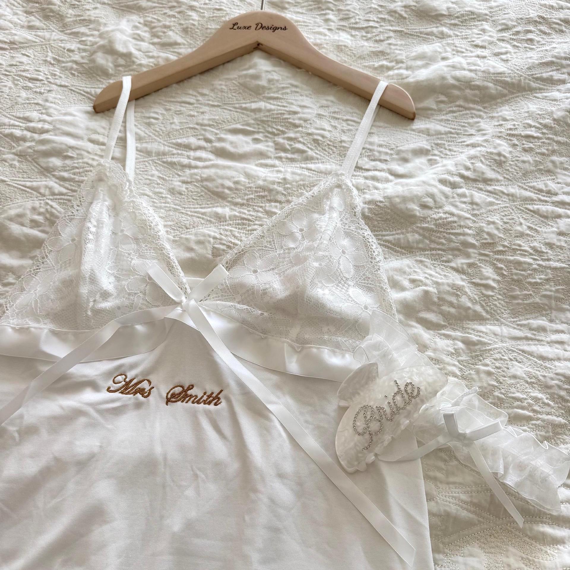 Personalized Bridal Nightie – Embroidered Wedding Nightwear, Honeymoon ...