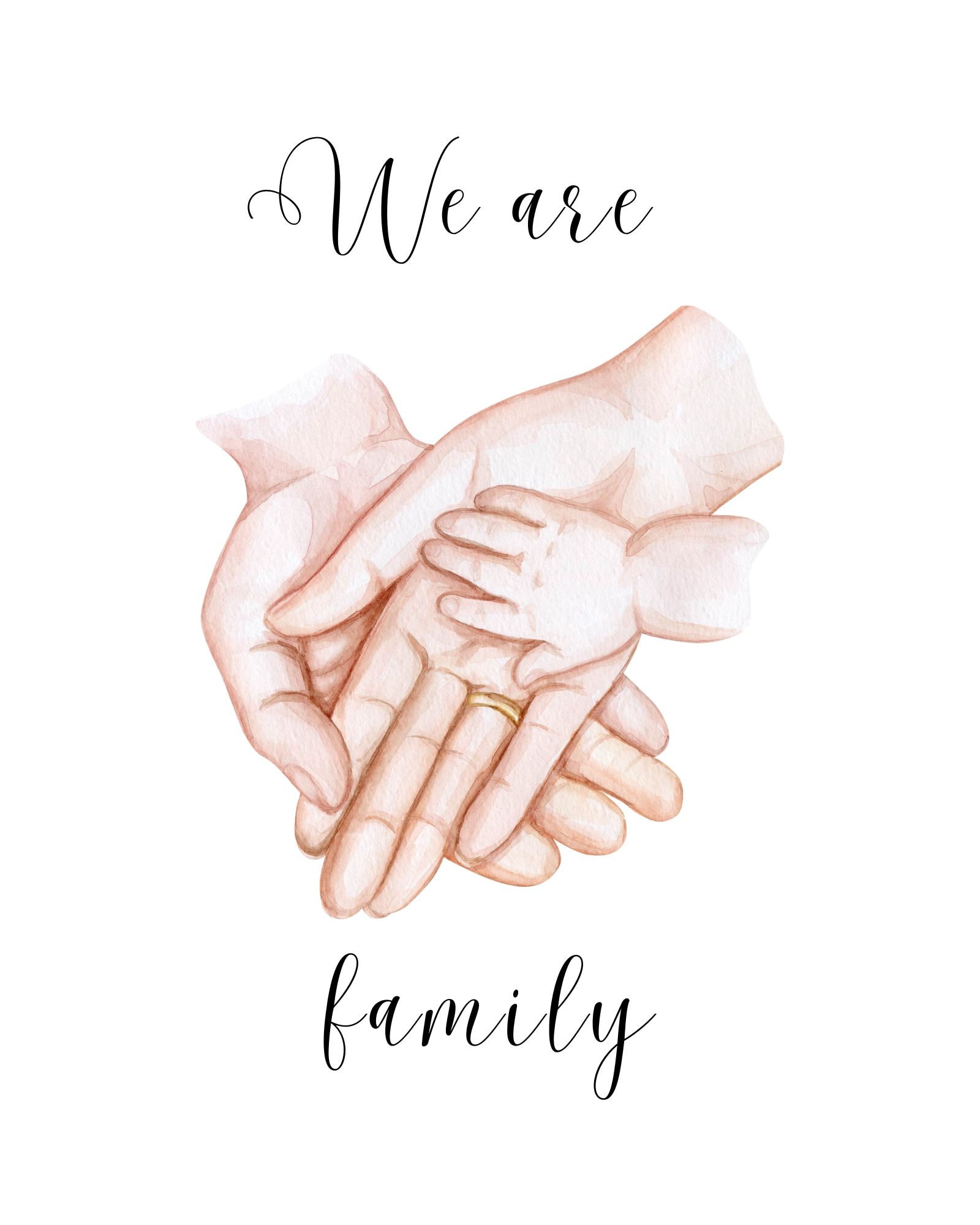 Family Hands Home Illustration, Family of 3, Parents With Toddler ...