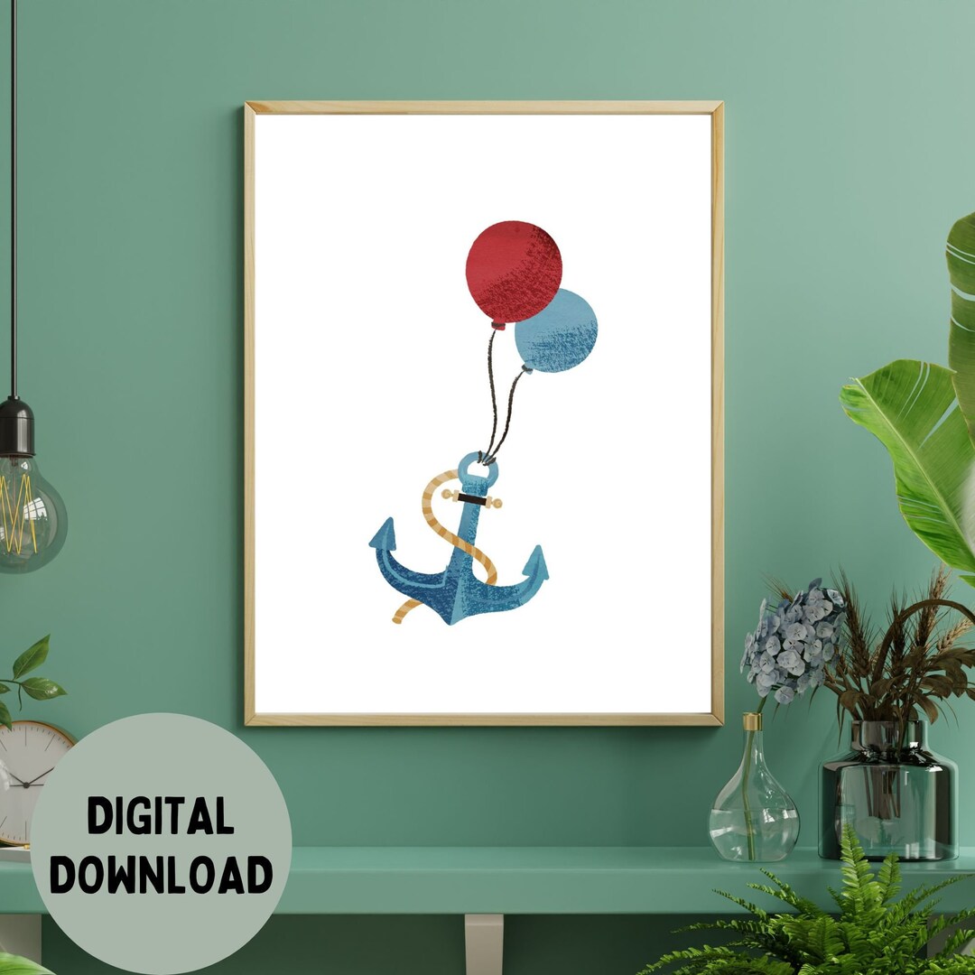 Pirate Anchor Picture, Pirate Themed Art, Baby Boy Bedroom Poster ...