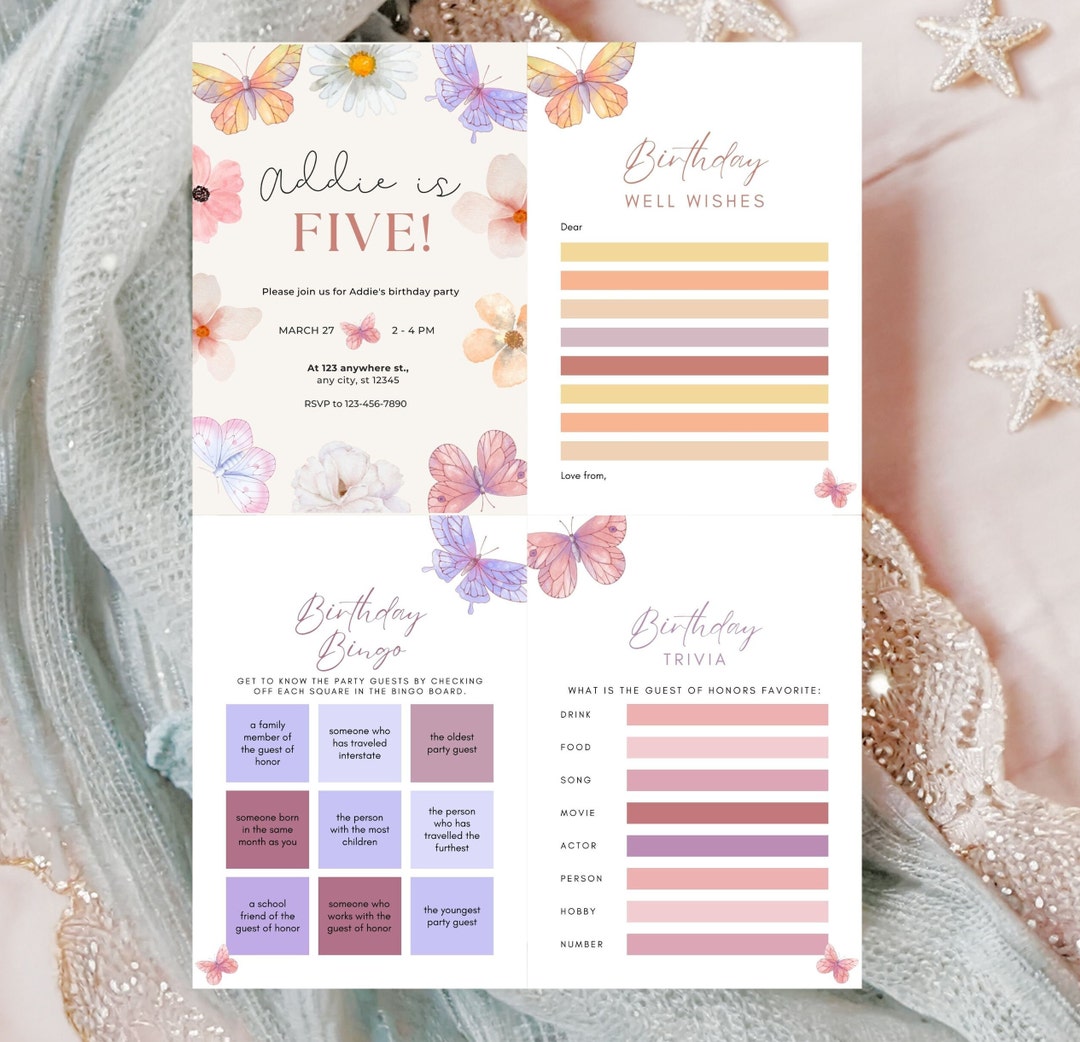 Addie Bundle, Butterfly Invitation, Butterfly Birthday, Butterfly Theme ...