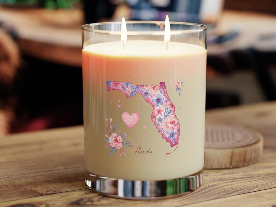Florida Candle, Florida Map, Floral Home Decor, State Map Candle ...