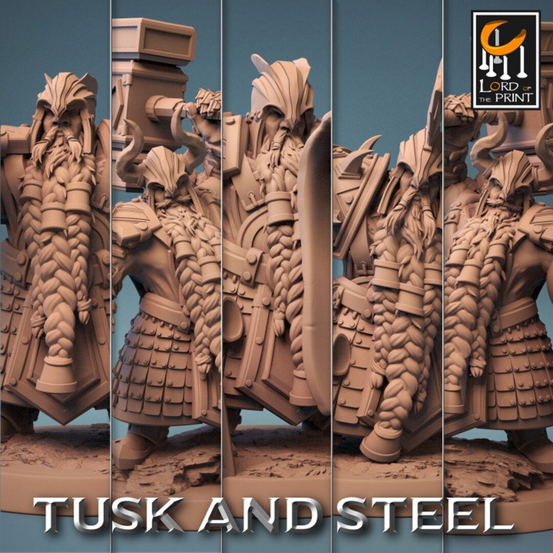 Hammer Dwarf Soldiers, Tusks and Steel, Lord of the Print Dungeons and ...