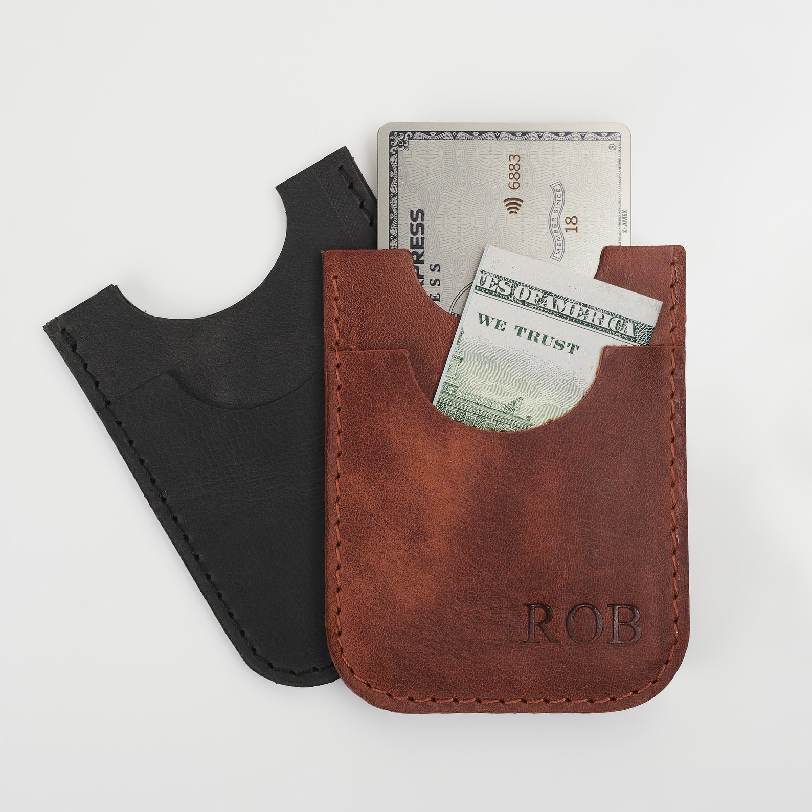 Handcrafted Minimalist Leather Card Holder: Personalized Credit Card ...