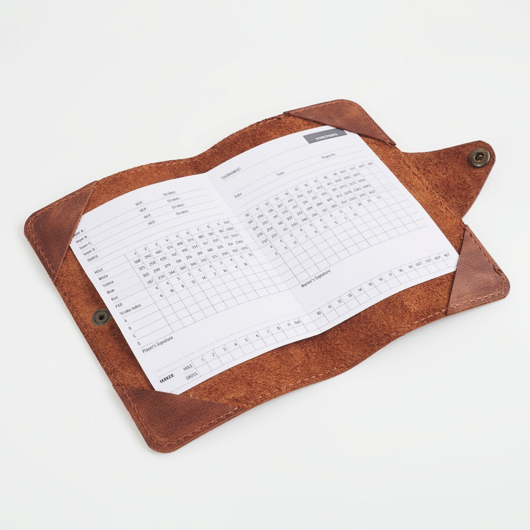 Personalized Leather Golf Scorecard Holder: Handmade Scorecard Book ...