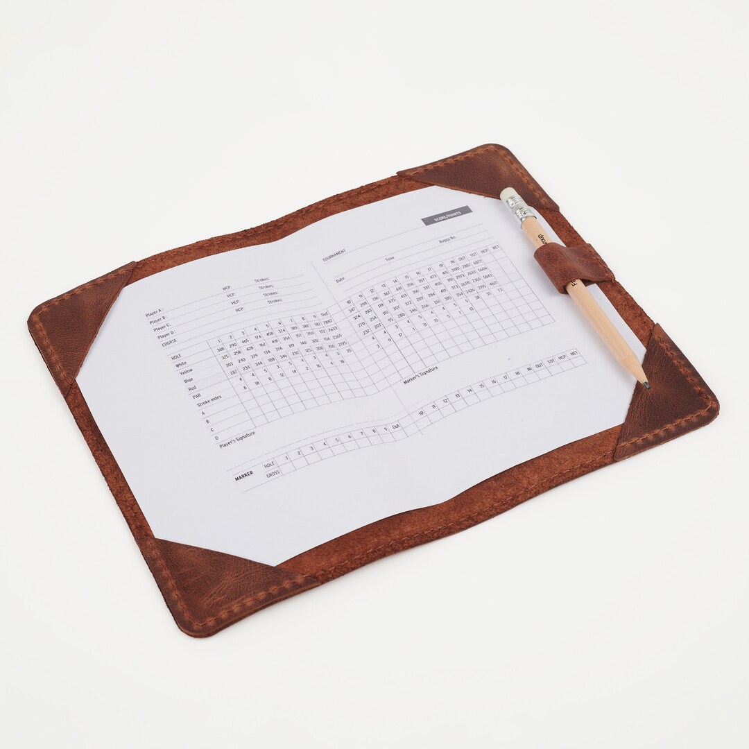 Personalized Leather Golf Scorecard Holder: Handmade Yardage Book Cover ...