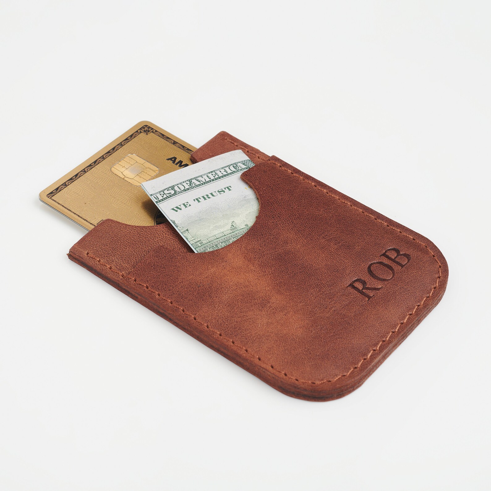 Handcrafted Minimalist Leather Card Holder: Personalized Credit Card ...
