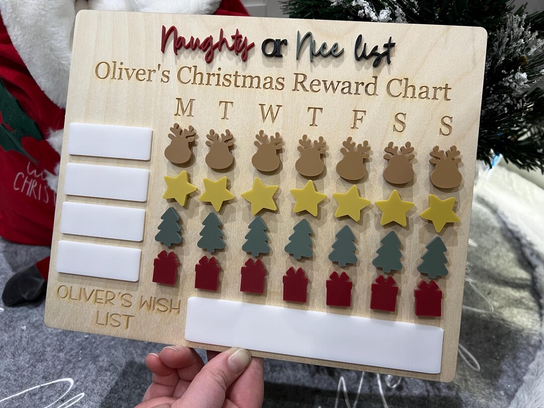 Children's Christmas Reward Star Chart Personalised Chart Chore List ...