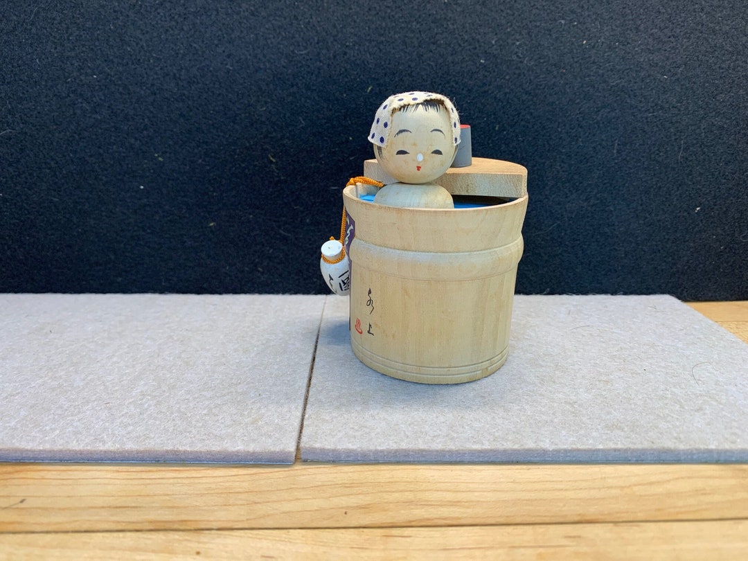 Vintage Miniature Bobblehead Kokeshi Japanese Wooden Folk Art Doll - Etsy