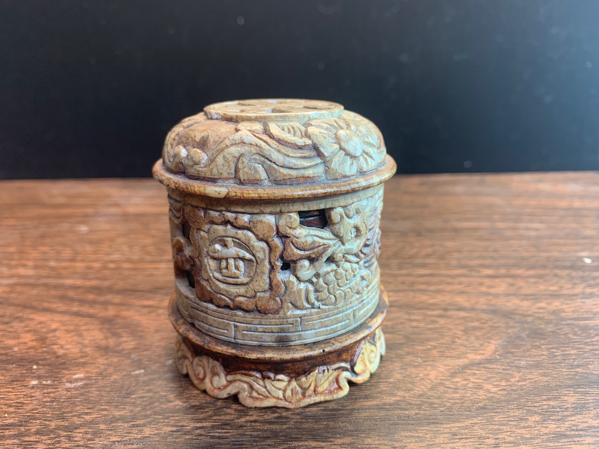 Antique Intricate Carved Soapstone Container Incense Burner - Etsy