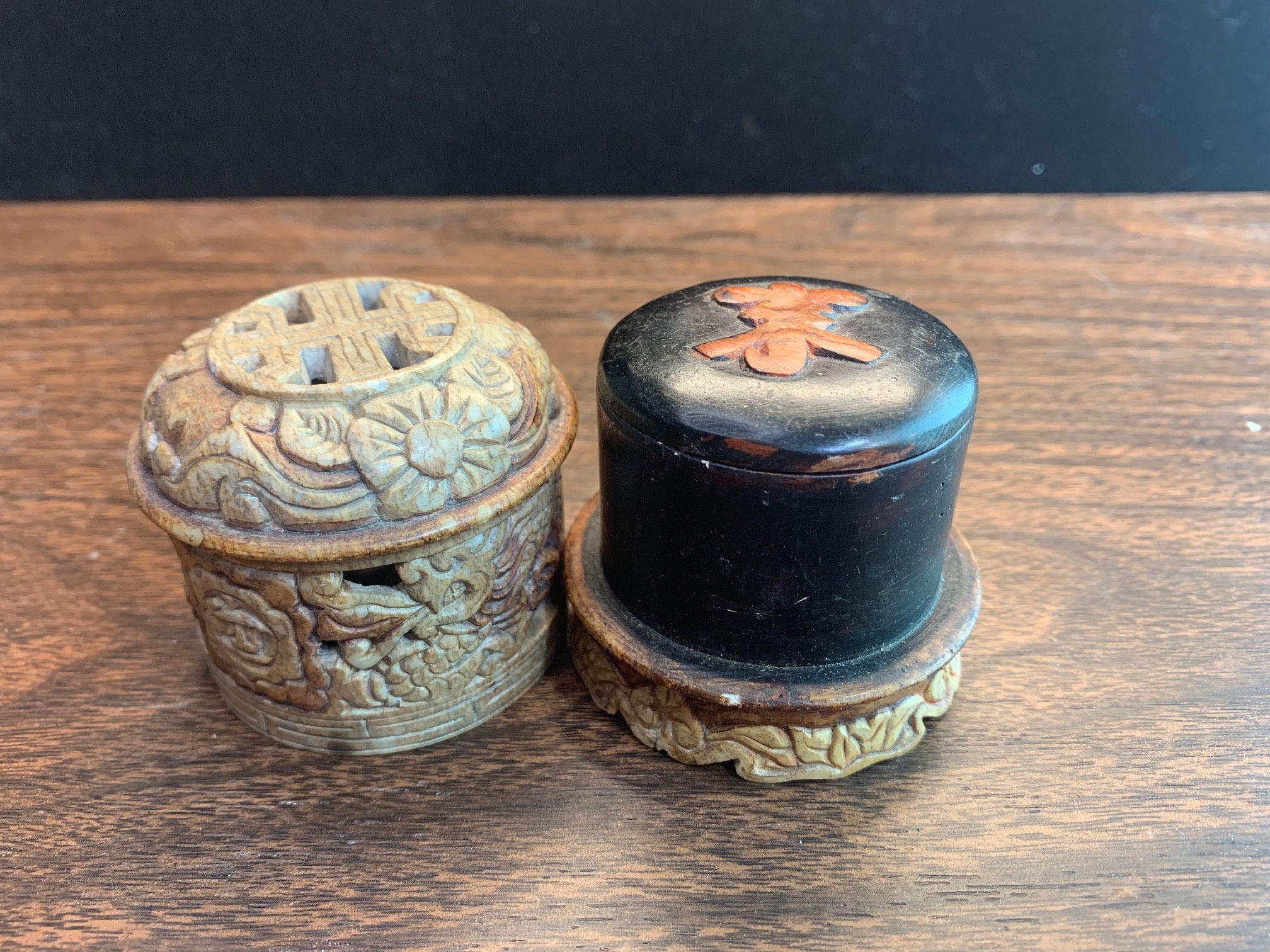 Antique Intricate Carved Soapstone Container Incense Burner - Etsy