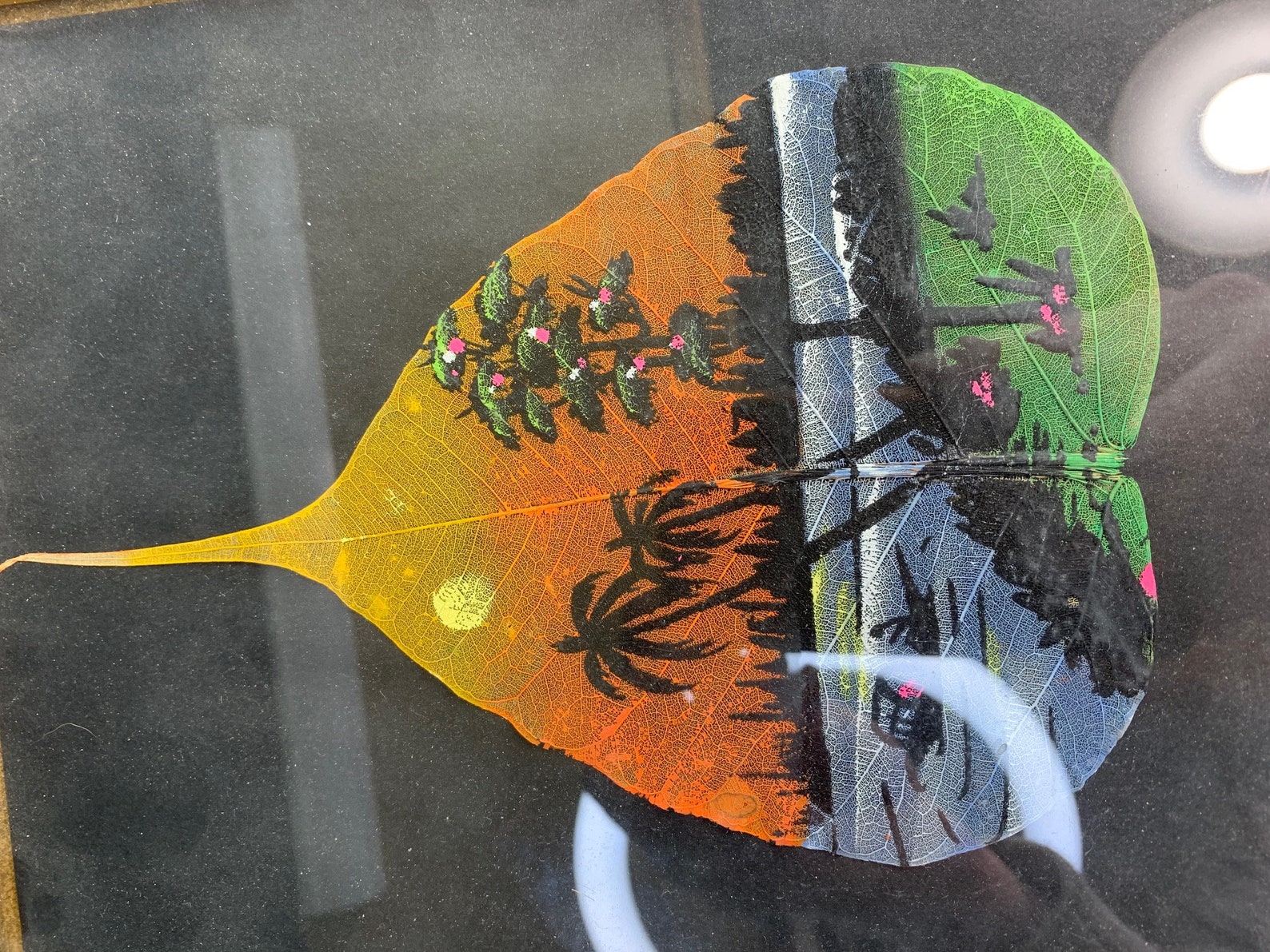 Vintage Hand Painted Oil Color on Real Pipal Tree Leaf Skeleton - Etsy