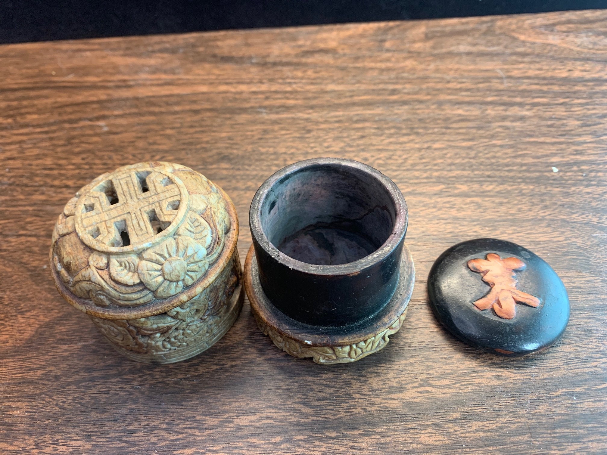 Antique Intricate Carved Soapstone Container Incense Burner - Etsy