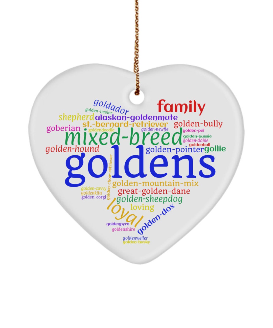 Dog Ornament Golden Mixed Breed Word Cloud Gift for Dog Lover Owner ...
