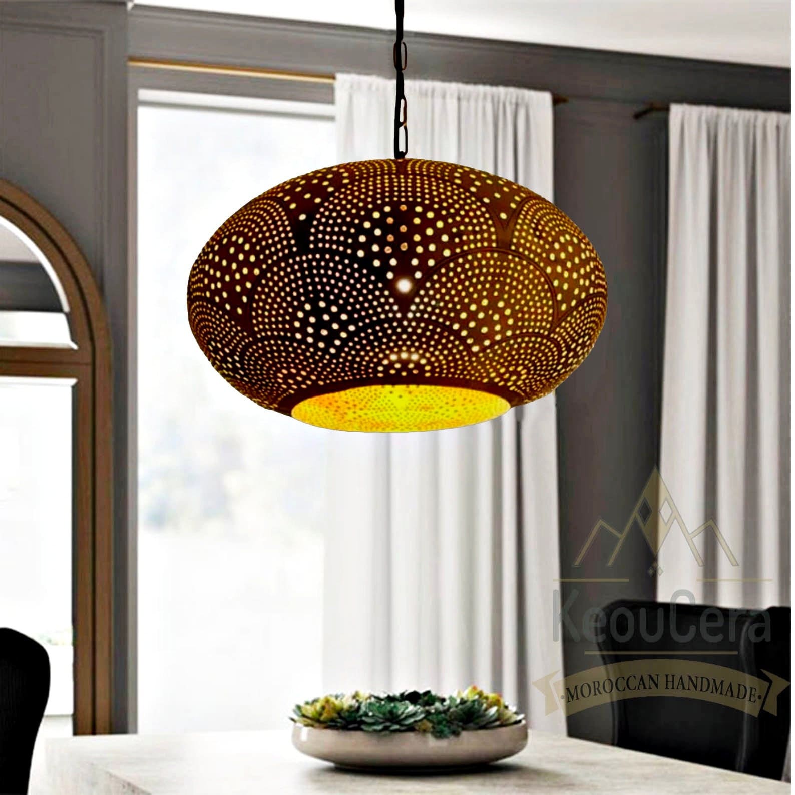 Moroccan Chandelier Ceiling Lamp Shade, Moroccan Brass Pendant Light ...