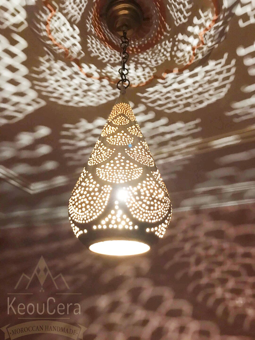 Moroccan Brass Pendant Lamp Open Drop, Pendant Light Fixture, Moroccan ...