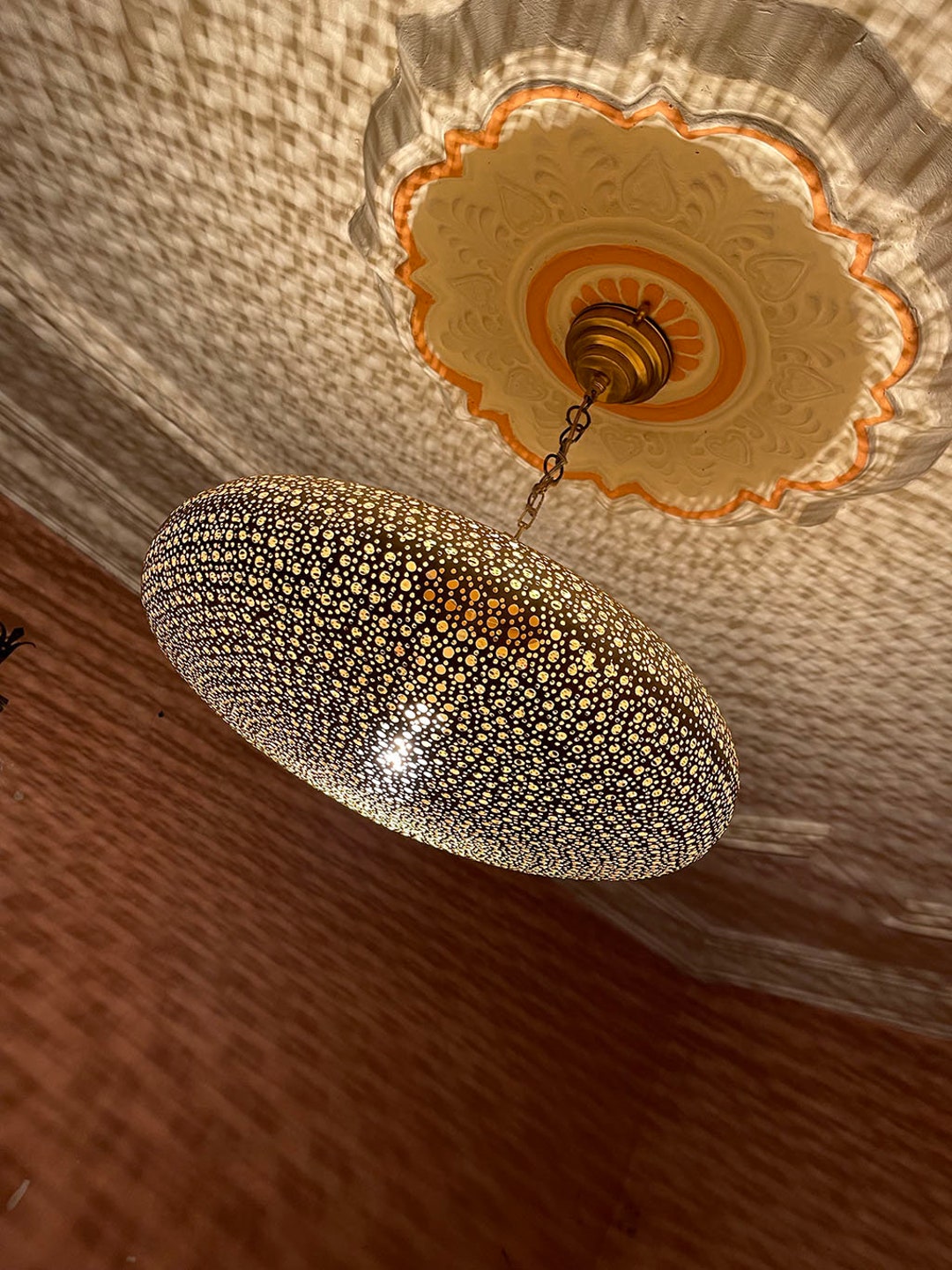 Moroccan Pendant Lamp, Handmade Brass Ceiling Light Fixture, Pendant ...