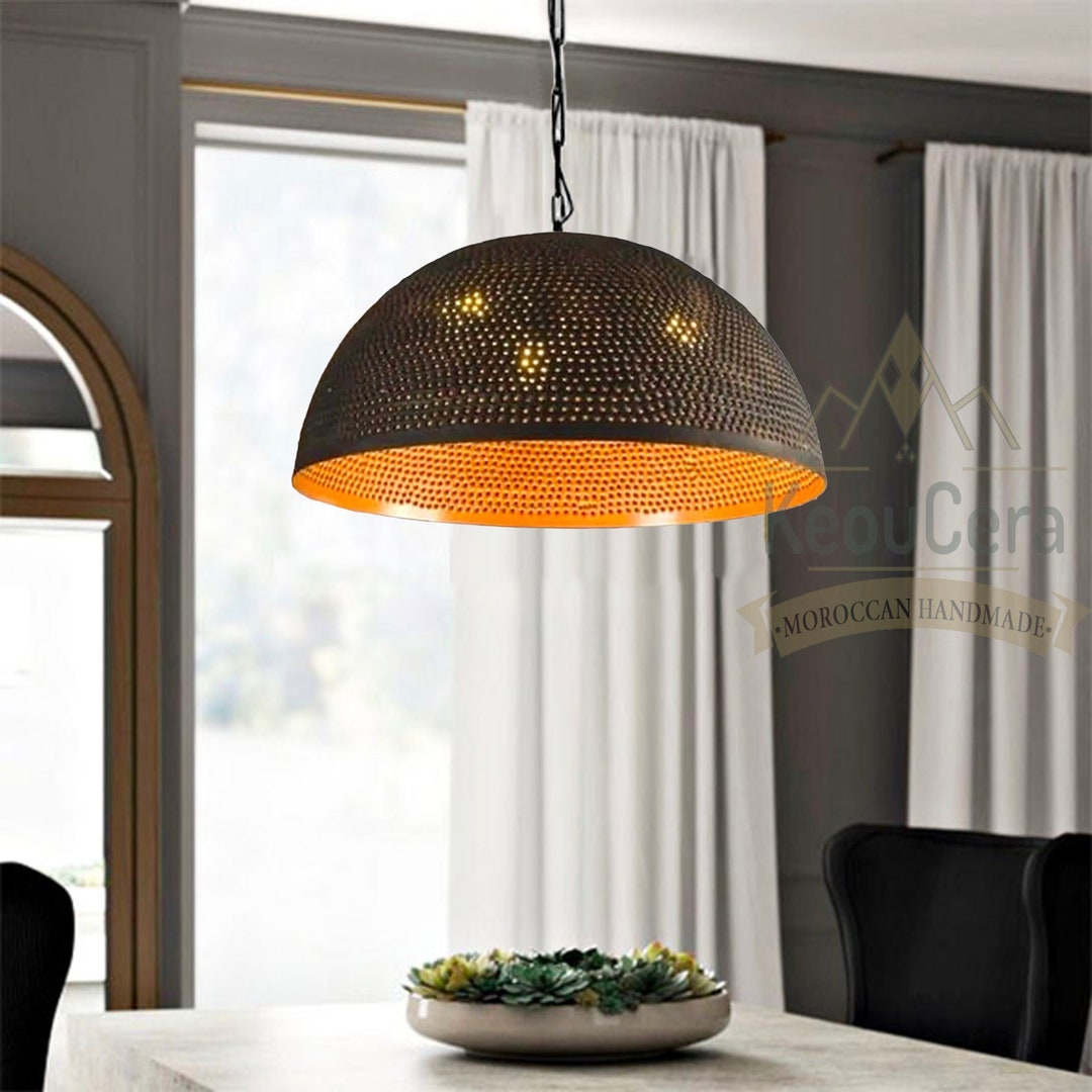 Handmade Black Dome Pendant Light, Moroccan Chandelier Lighting ...