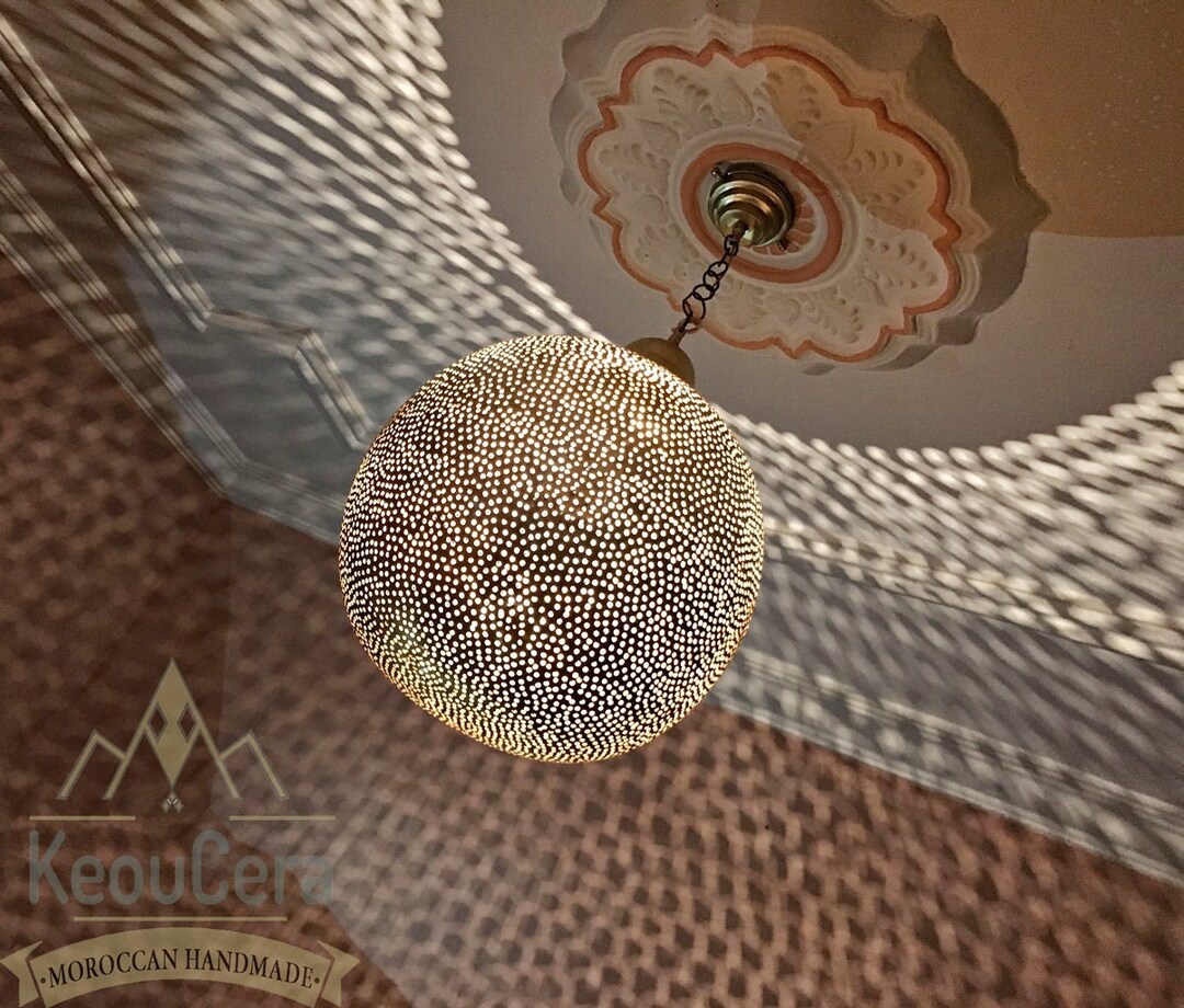 Moroccan Light Fixture, Moroccan Brass Ball Pendant Light, Chandelier ...