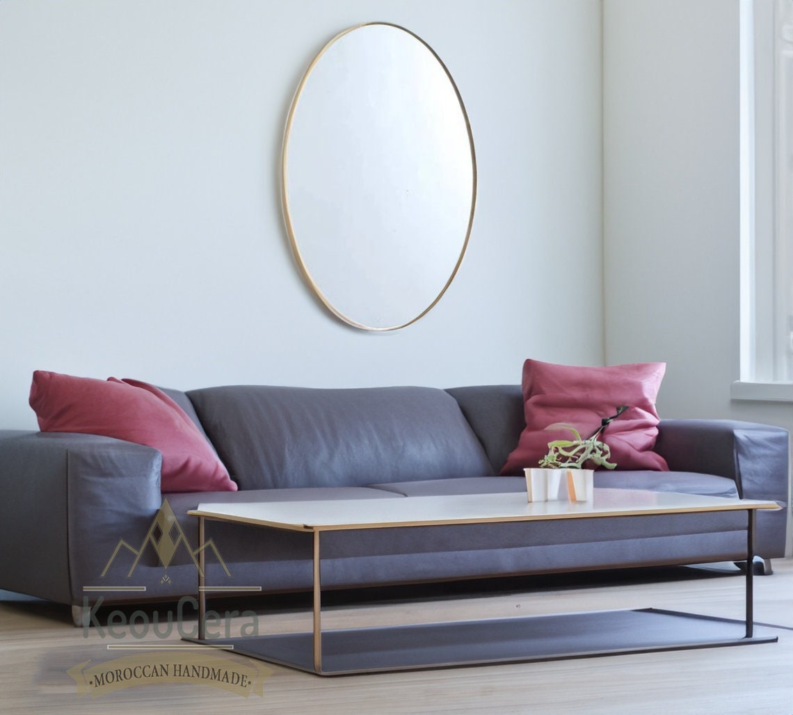 Pill Shaped Mirror, Aesthetic Luxurious Wall Mirror With Brass Frame ...