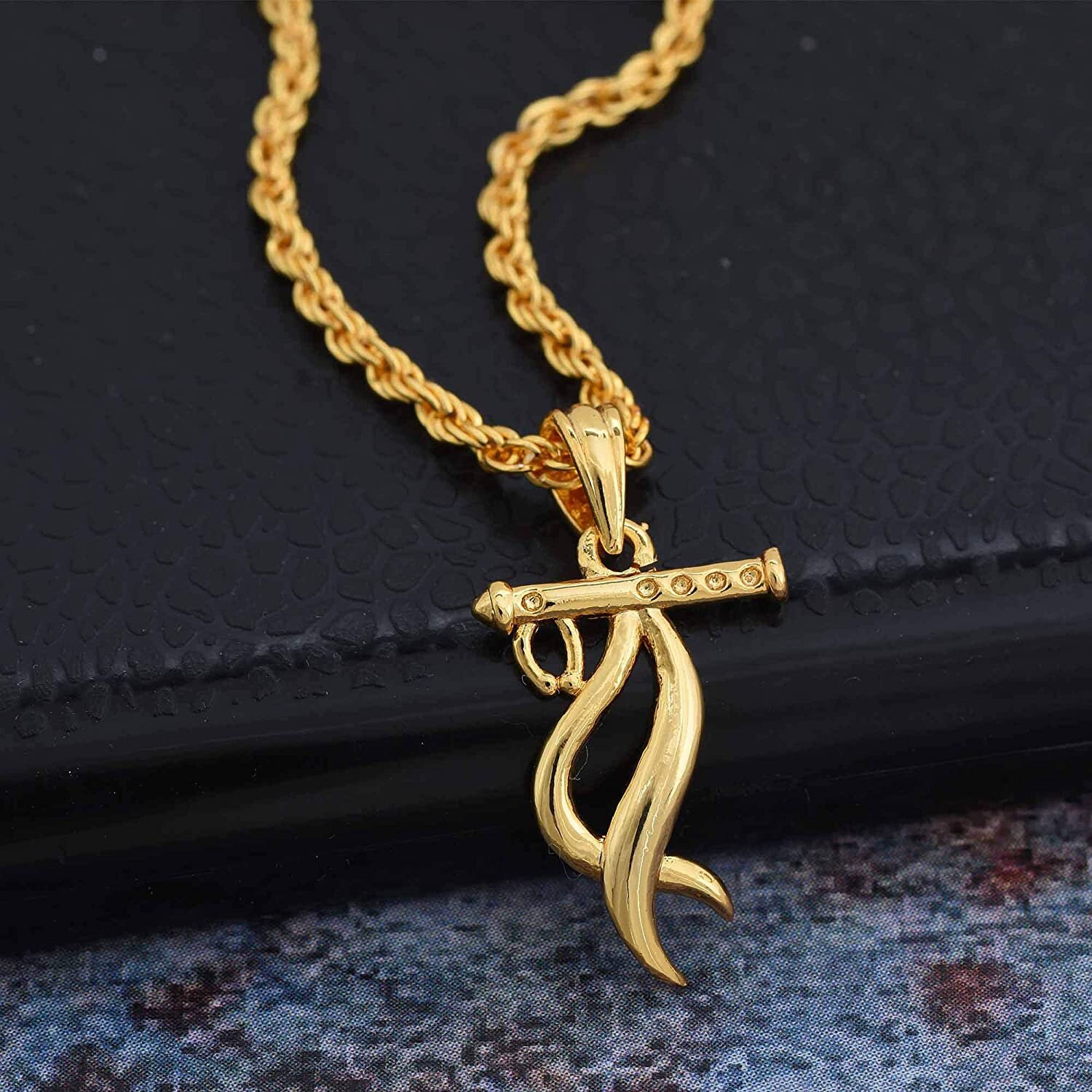 Gold Plated Micron Brass Lord Krishna Flute, Hindu God Locket Necklace ...