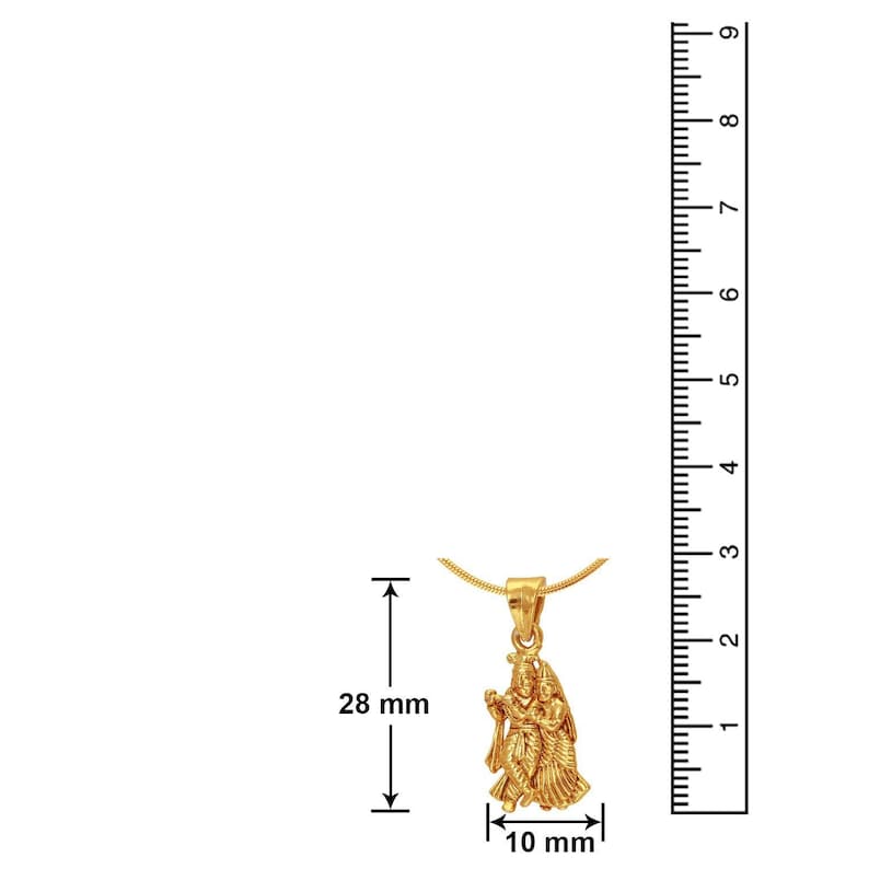 Radha Krishna Gold Plated Religious God Pendant With Chain for Men ...