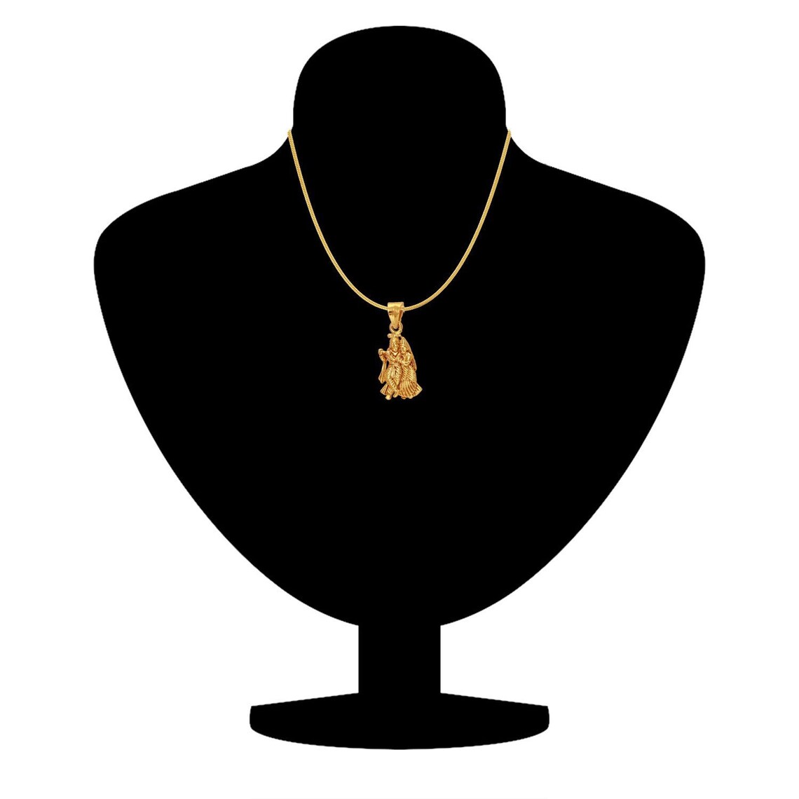 Radha Krishna Gold Plated Religious God Pendant With Chain for Men ...