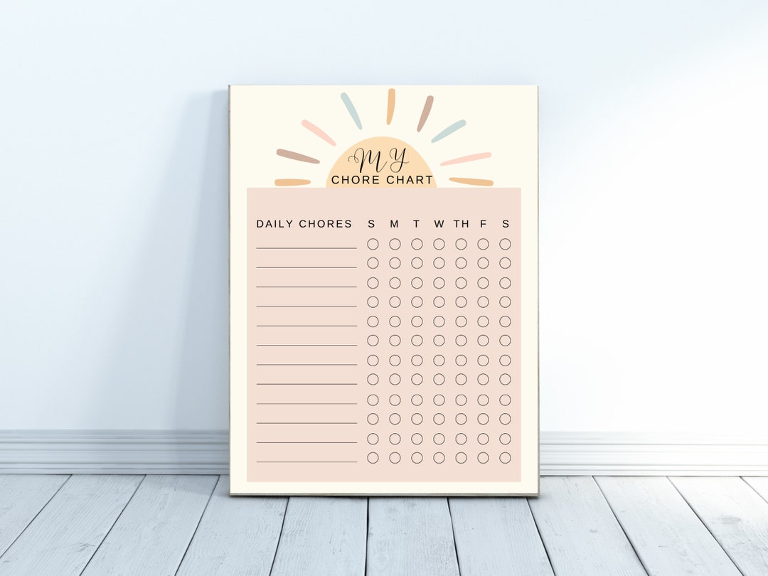 Chore Chart for Kids or Adults, Digital Download, Responsibility Chart ...