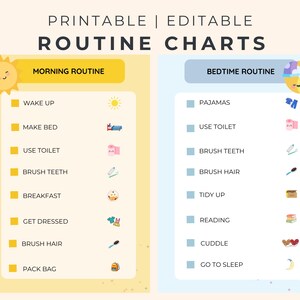 Morning Routine Chart, Editable Routine Charts, Evening Routine Chart ...