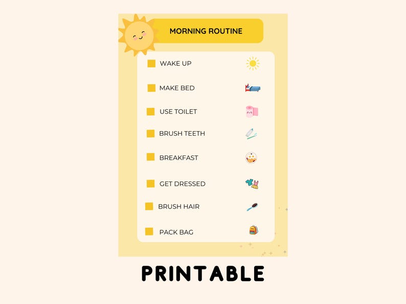 Morning Routine Chart, Editable Routine Charts, Evening Routine Chart ...