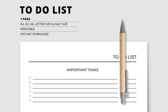 Printable to Do List Important Tasks A4/a5/a6/half - Etsy