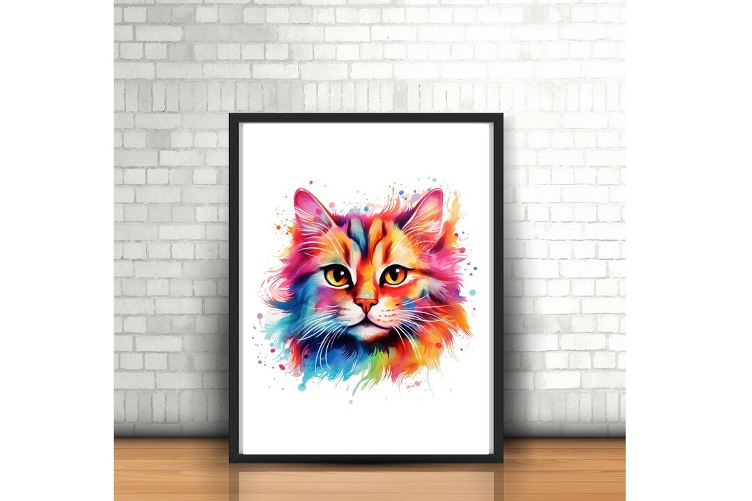 Watercolor Cat Printable Poster in A4 and A3 Format - Etsy