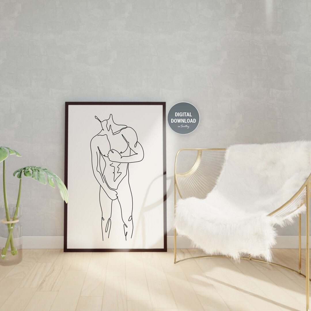 Naked Man Printable Line Art Gay Art Nude Man Wall Art One Etsy