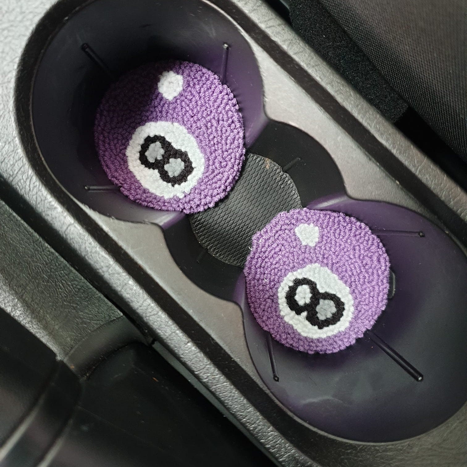 Set of 2 / Magic 8 Ball Car Coasters, Punch Needle Art, Car Coaster ...