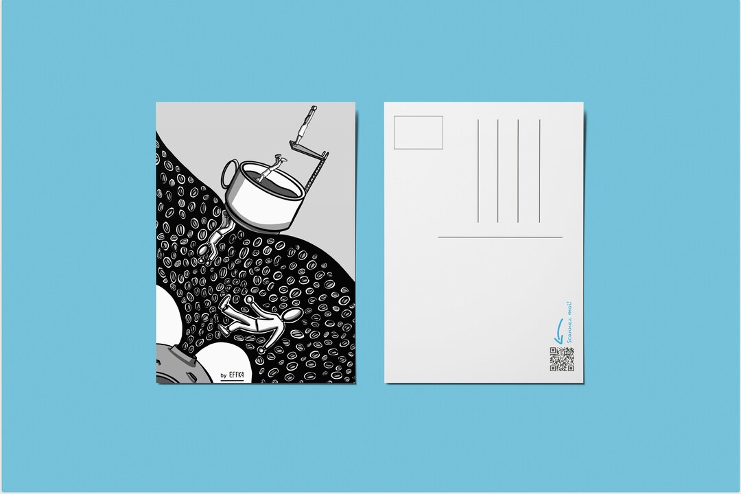 Illustration of a Dip in a Cup of Coffee A4, A5, A6 - Etsy
